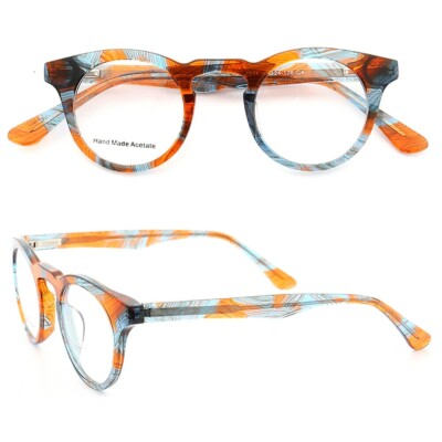 Women Round Tortoise Eyeglass Frames Men Vintage Acetate Glasses ...