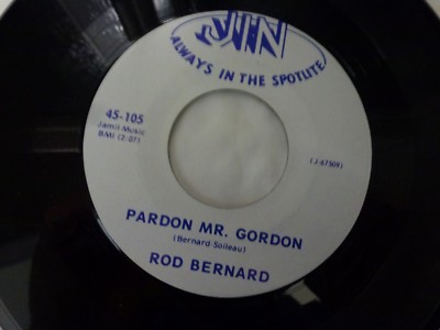 ROD BERNARD 45 PARDON MR GORDON USA JIN KILLER 1958 LOUISIANA ...