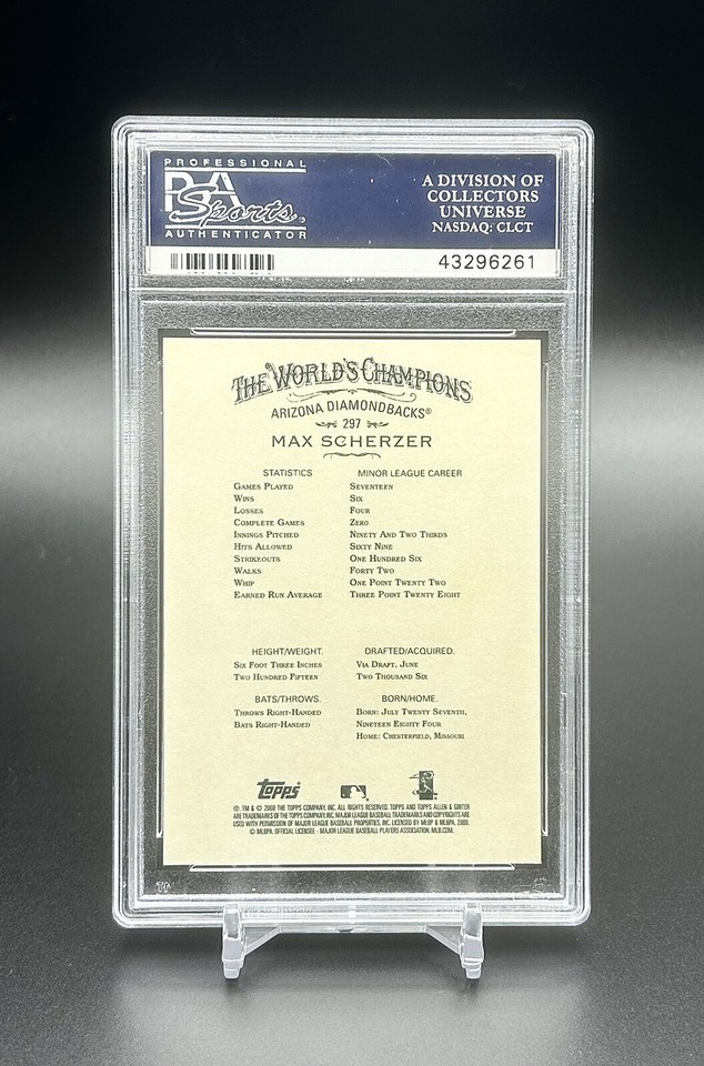 2008 Topps Allen & Ginter Max Scherzer Rc Rookie PSA 10 Nationals ...