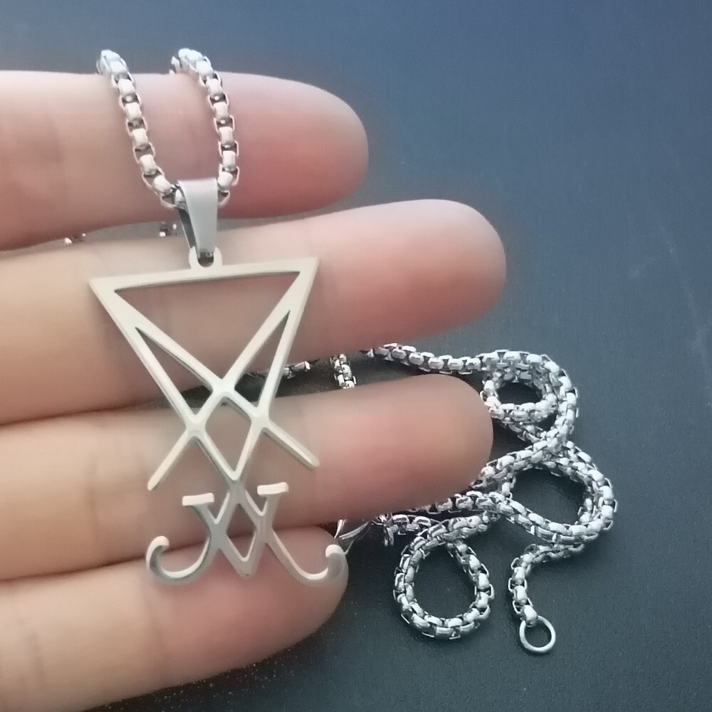 Strange Sigil of Lucifer Pendant Necklace Mens Satanic Amulet Stainless ...