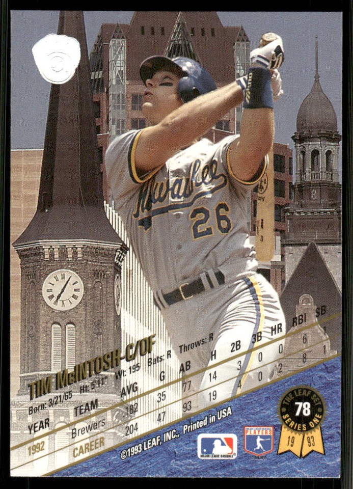 1993 Leaf #78 Tim McIntosh | eBay