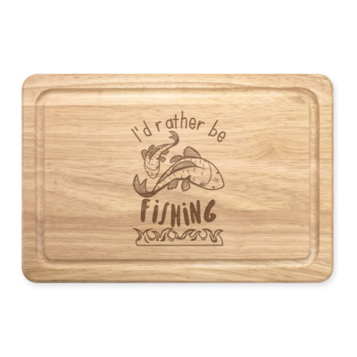 I'd Rather Be Fishing Rectangular Wooden Chopping Board - Funny Fish ...