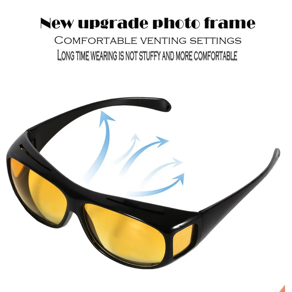 HD Night Vision Glasses Men Women Driving Sports Wraparound Fit Over ...