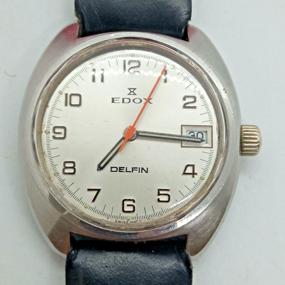 Edox Delfin 1960s Vintage Diver 20 ATM Stainless Steel Manual Wind 36mm ...