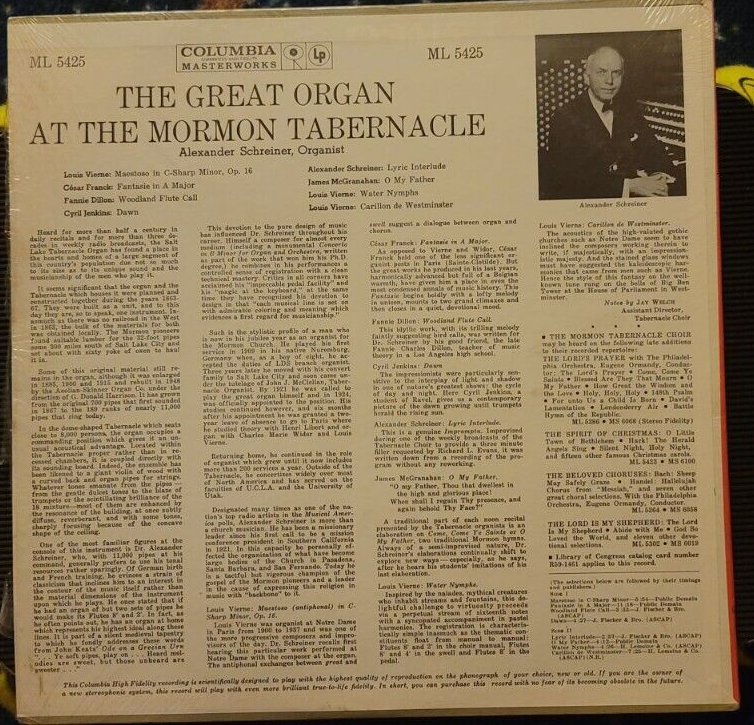 The Great Organ At The Morman Tabernacle Alexander Schreiner Vinyl ML ...