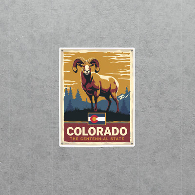 Colorado The Centennial State Vintage Travel sticker Ram Decor Gift ...