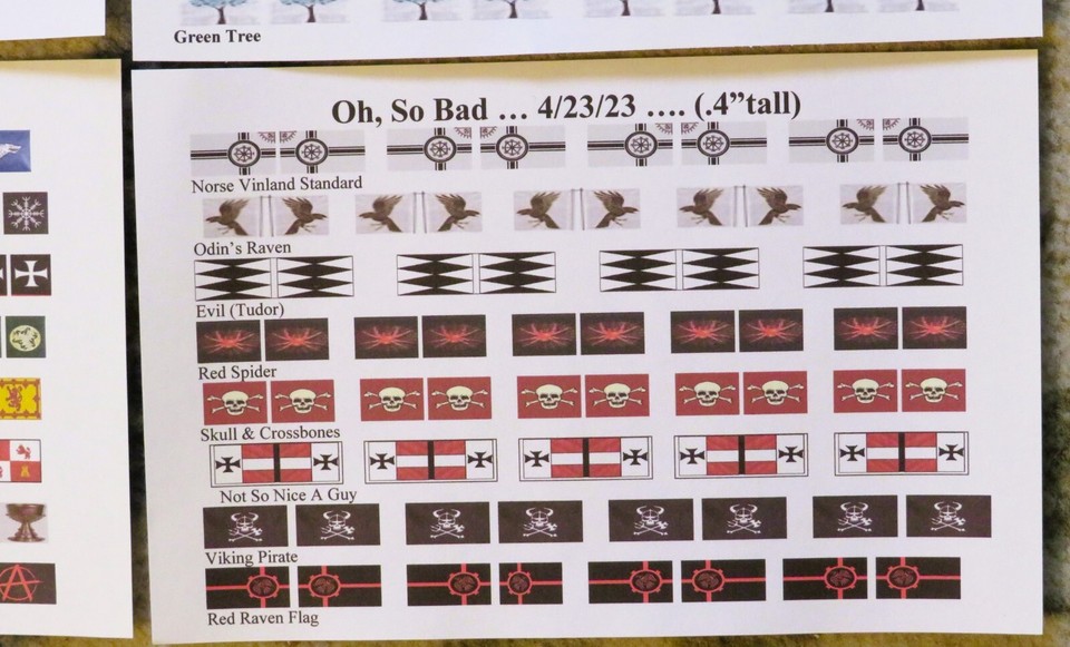 LOT 15mm FLAGS, FANTASY FLAGS, 6 sheets stick 'em flags, LOT 15mm flags ...