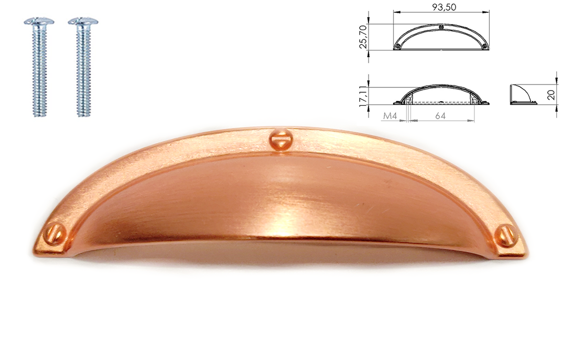 Copper Bow Handles Brushed Pull Knob Cup Kitchen Furniture ...