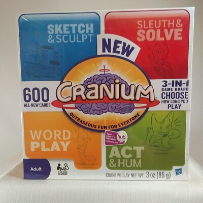 Cranium 3 In 1 Board Game Adult 4+ Players 600 New Cards NEW! FACTORY ...