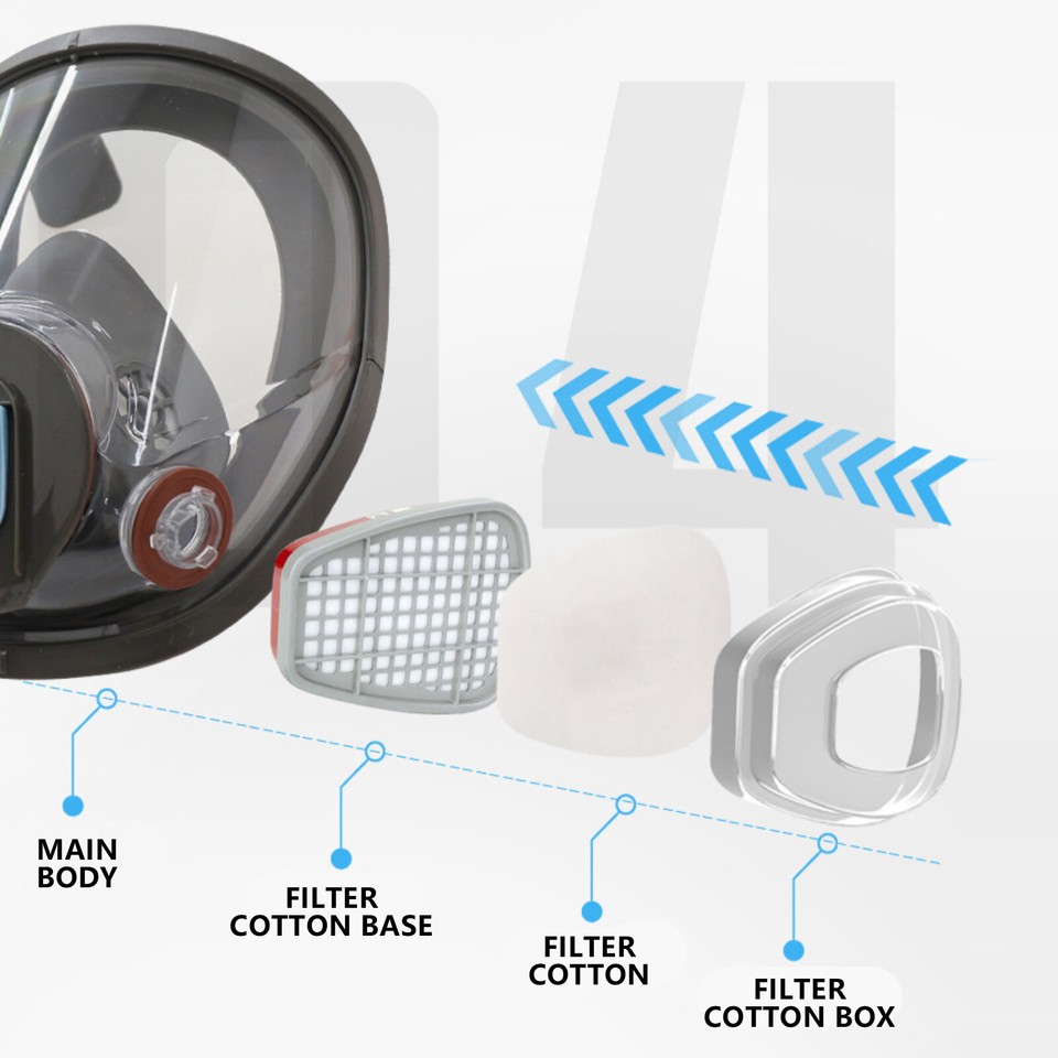 Full Face Gas Mask Painting Spraying Respirator w/Filters Set for 6800 ...