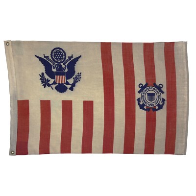 Vintage US Coast Guard Flag Wool Cloth American Nautical Maritime USCG ...
