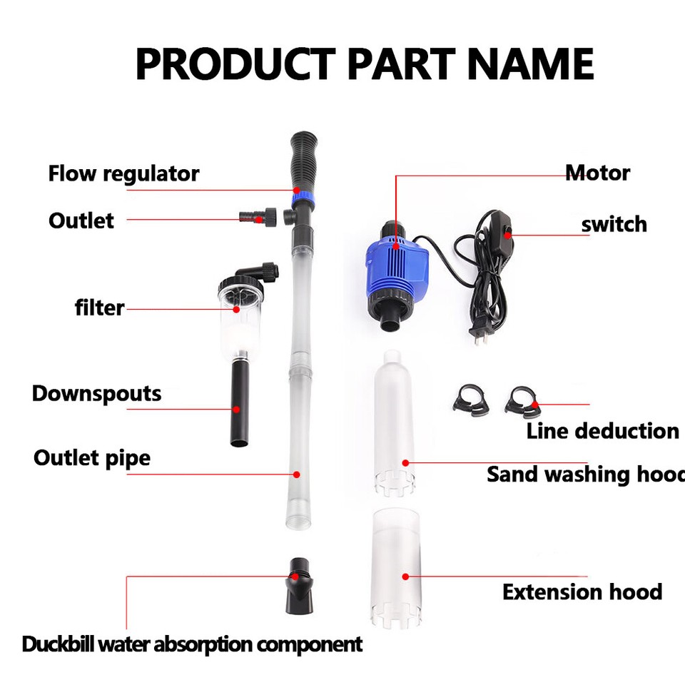Fish Tank Cleaner Electric Siphon Vacuum Aquarium Clean Pump Water ...