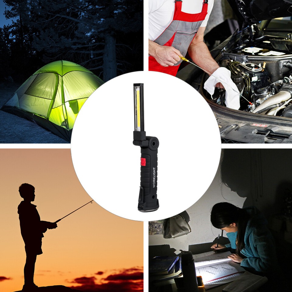 COB LED Magnetic Work Light Rechargeable Inspection Torch Foldable Lamp ...