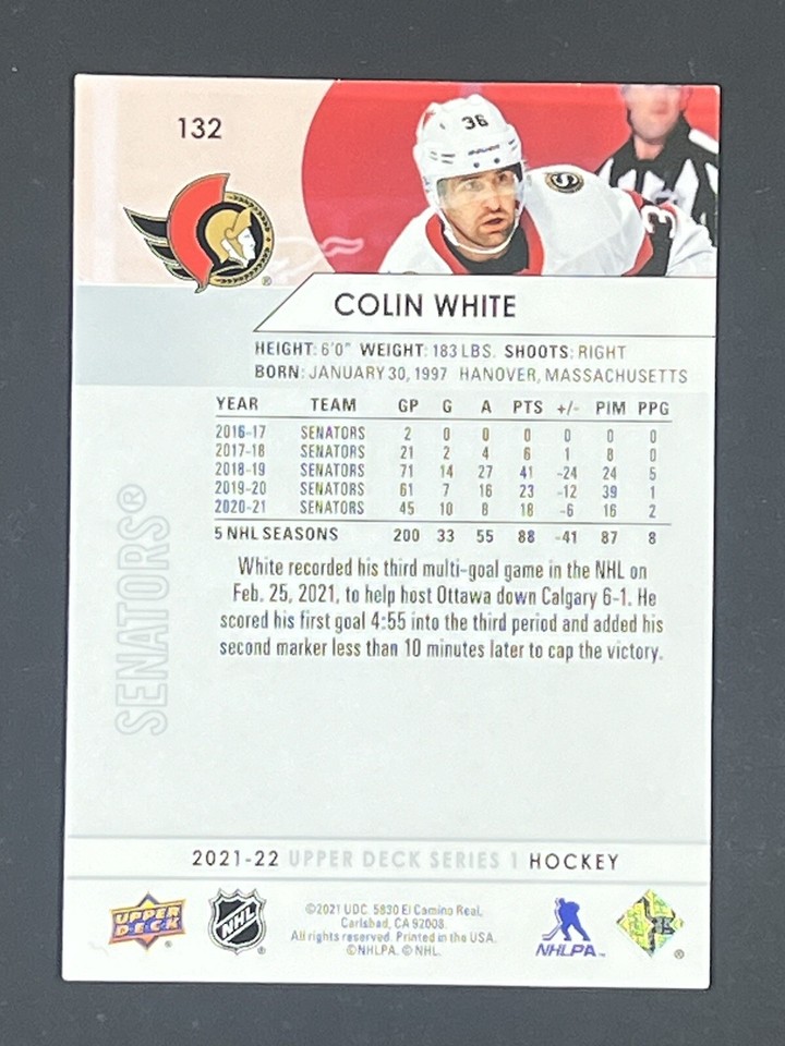 Colin White Signed 2021-22 Upper Deck IP Auto Not Authenticated Ottawa ...