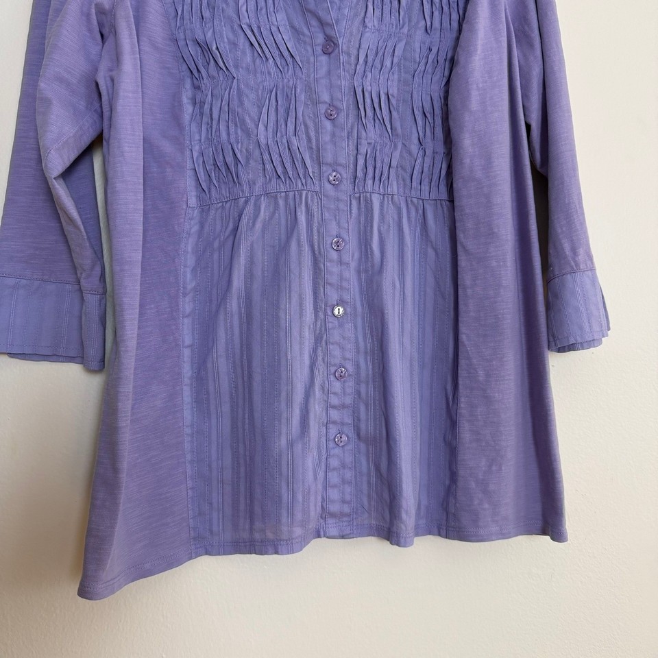 Coldwater Creek Lavender Purple Pin Tuck Smocked Back Tunic Top 1X | eBay