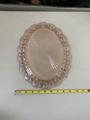 Glass Pattern Pink Tray Handle oval ox74 | eBay