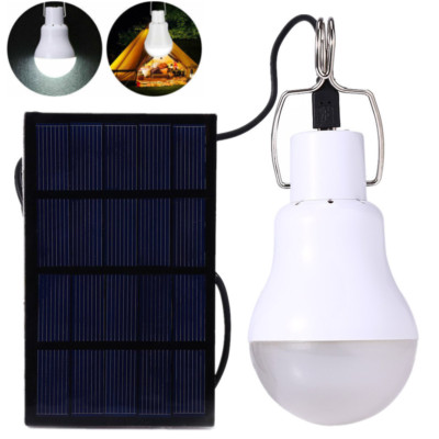 1W 6V Mini Solar Panel W/ 15W Rechargeable LED Bulb Camping Garden ...