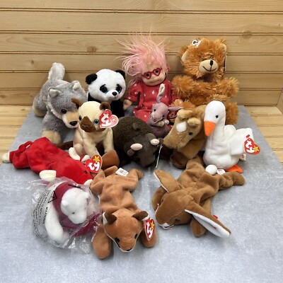 Lot of 12 Mixed Small Plush Toys Stuffed Animals Bean Bag TY Aurora ...