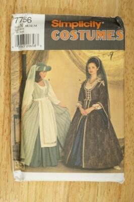 Simplicity Renaissance Costume Collection Pattern Women 7756 Size N 10 ...