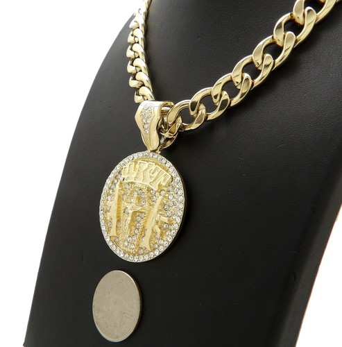 Hip Hop NBA YoungBoy 4KT Pendant & 10mm 18" 20" 24" 30" Cuban Chain ...