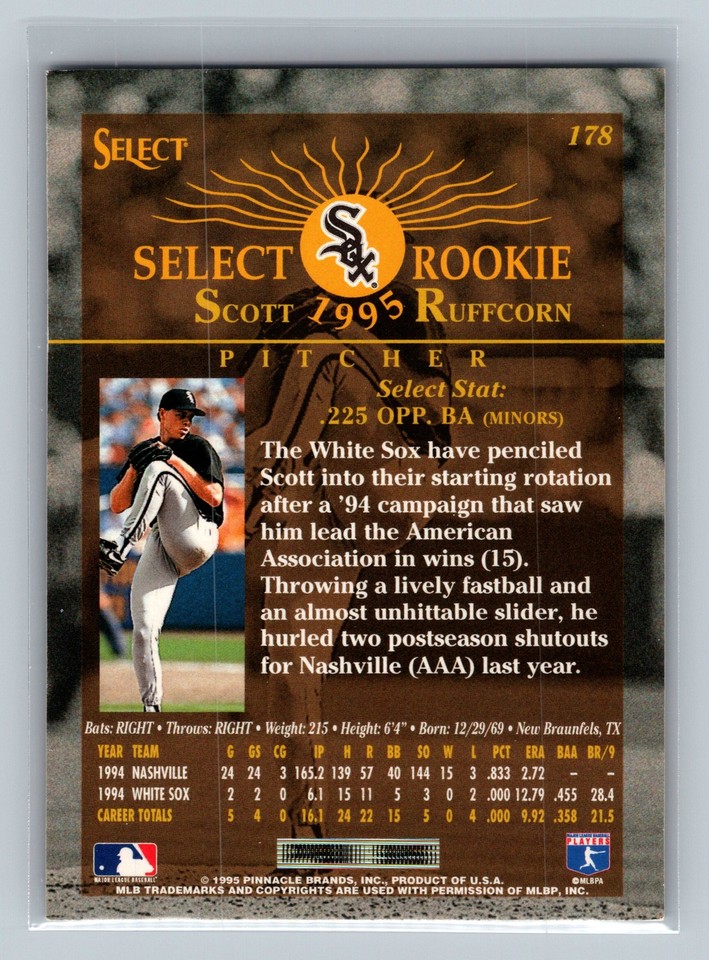 Scott Ruffcorn #178 1995 Select Chicago White Sox | eBay
