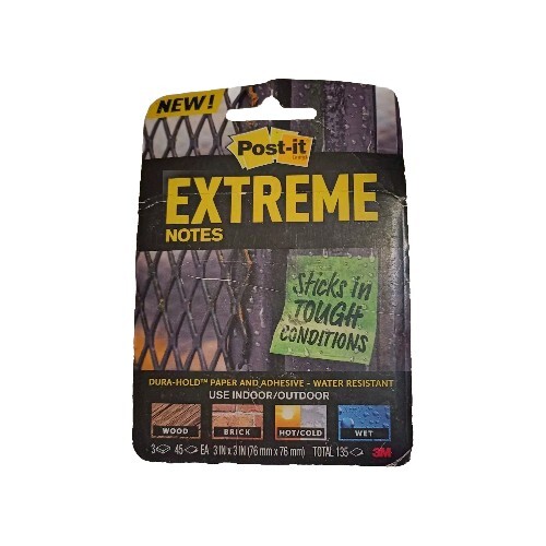 POST-IT EXTREME NOTES 3" x 3" MIXED COLORS 45 SHEETS PER PAD 135 Sheets ...