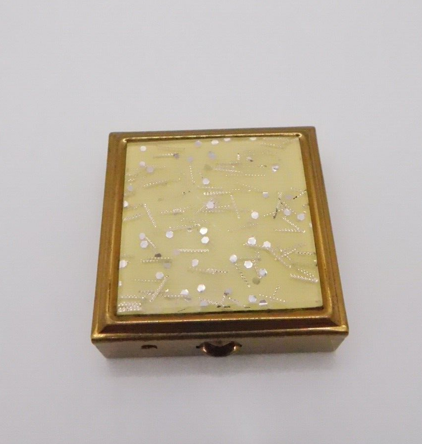 Vintage Brass with Cream Colored Sparkly Glittery Bling Top 1.25" Pill ...