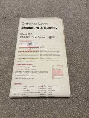 Vintage Ordnance Survey Map Sheet 103 Blackburn & Burnley First Series ...