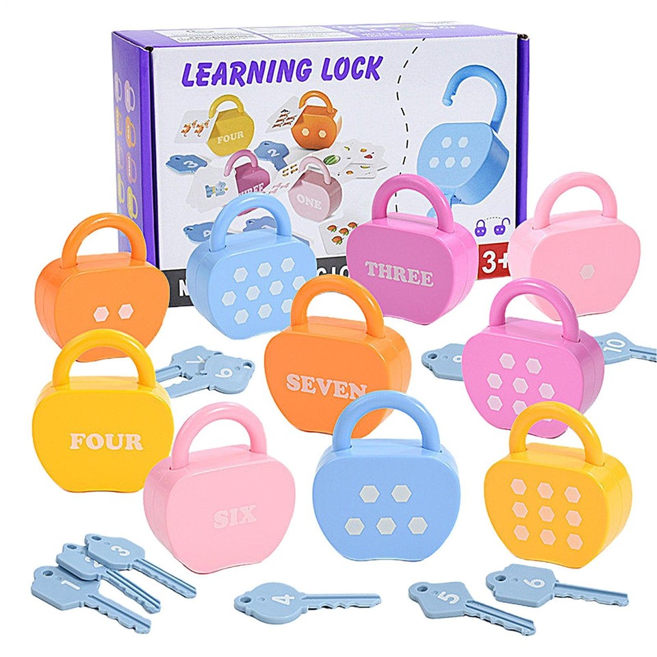 Kids Learning Locks With Keys Numbers Matching Toys Fine Motor Toy ...
