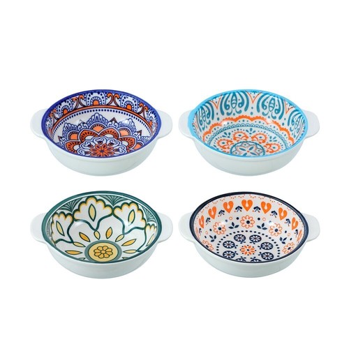 4x Lemon & Lime Round Moroccan Deco Ceramic 16x13.5cm Soup Bowl w ...