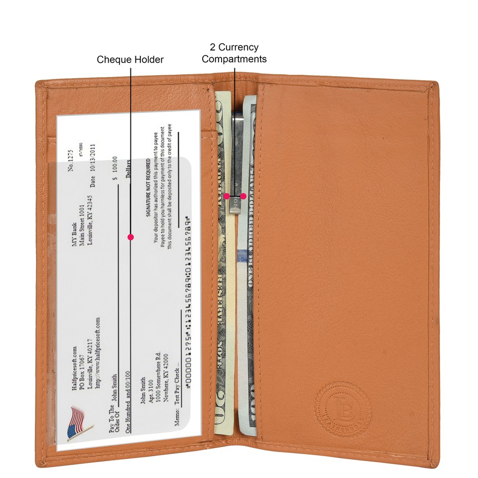 Leatherboss Genuine Leather Hand Crafted Checkbook Cover Top tear n ...