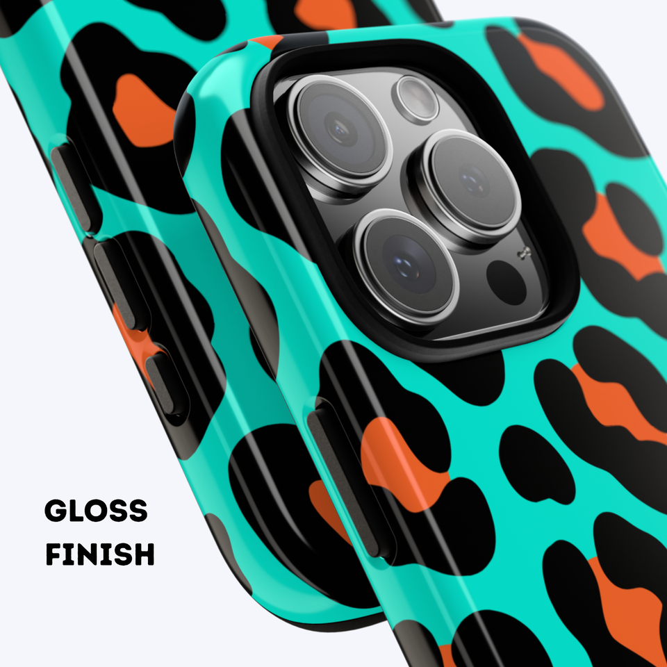 Teal Leopard Print iPhone Case – Trendy Cheetah tough Protective Phone ...