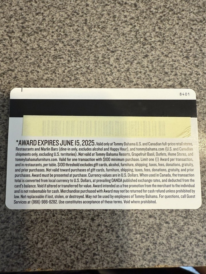 Tommy Bahama Reward Gift Card $50 off $100 Store or Online Exp 6/15/25 ...