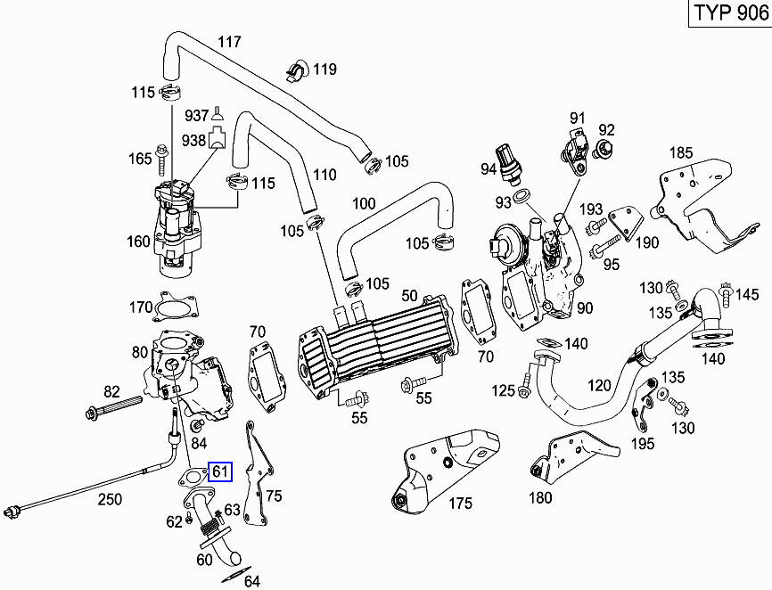 Mercedes OM642 Engine EGR Valve Pipe Line Seal Gasket A6421421880 New ...