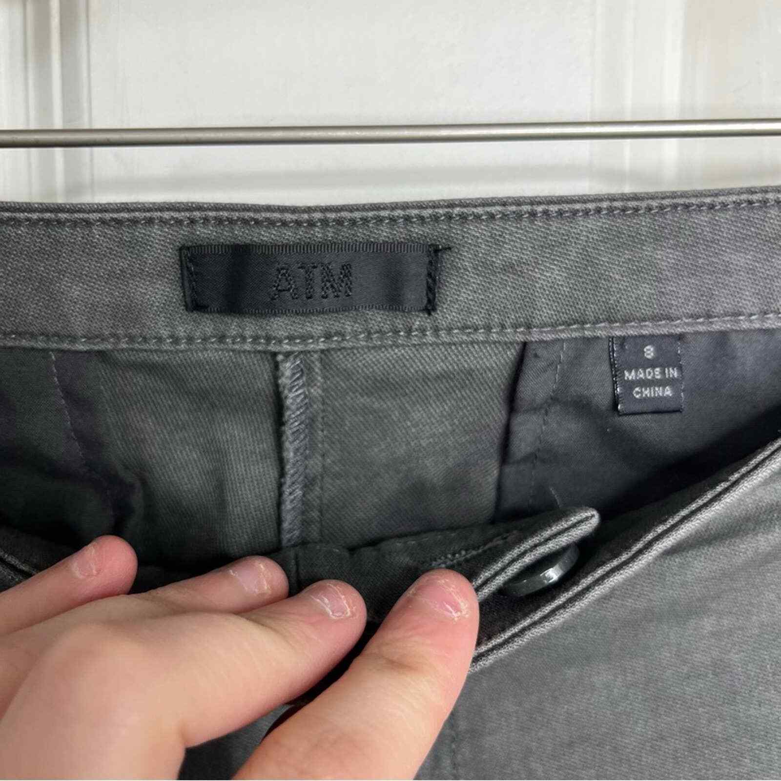 ATM Dark Gray Garment Wash Cotton Twill Slim Ankle Pants Size 8 | eBay