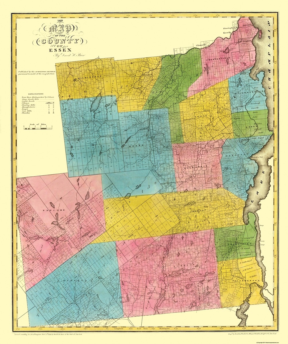 Essex County Map Essex County Map Divided Districts Labels Stock