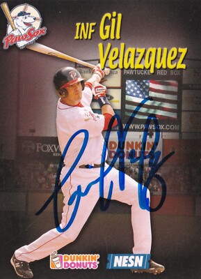 GIL VELAZQUEZ SIGNED AUTO'D 2008 DUNKIN DONUTS CARD BOSTON RED SOX ...