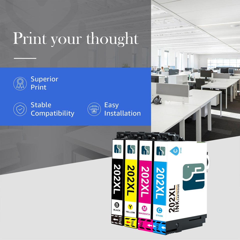 4X For Epson Ink 202XL Cartridge for Expression XP 5100 Workforce WF ...