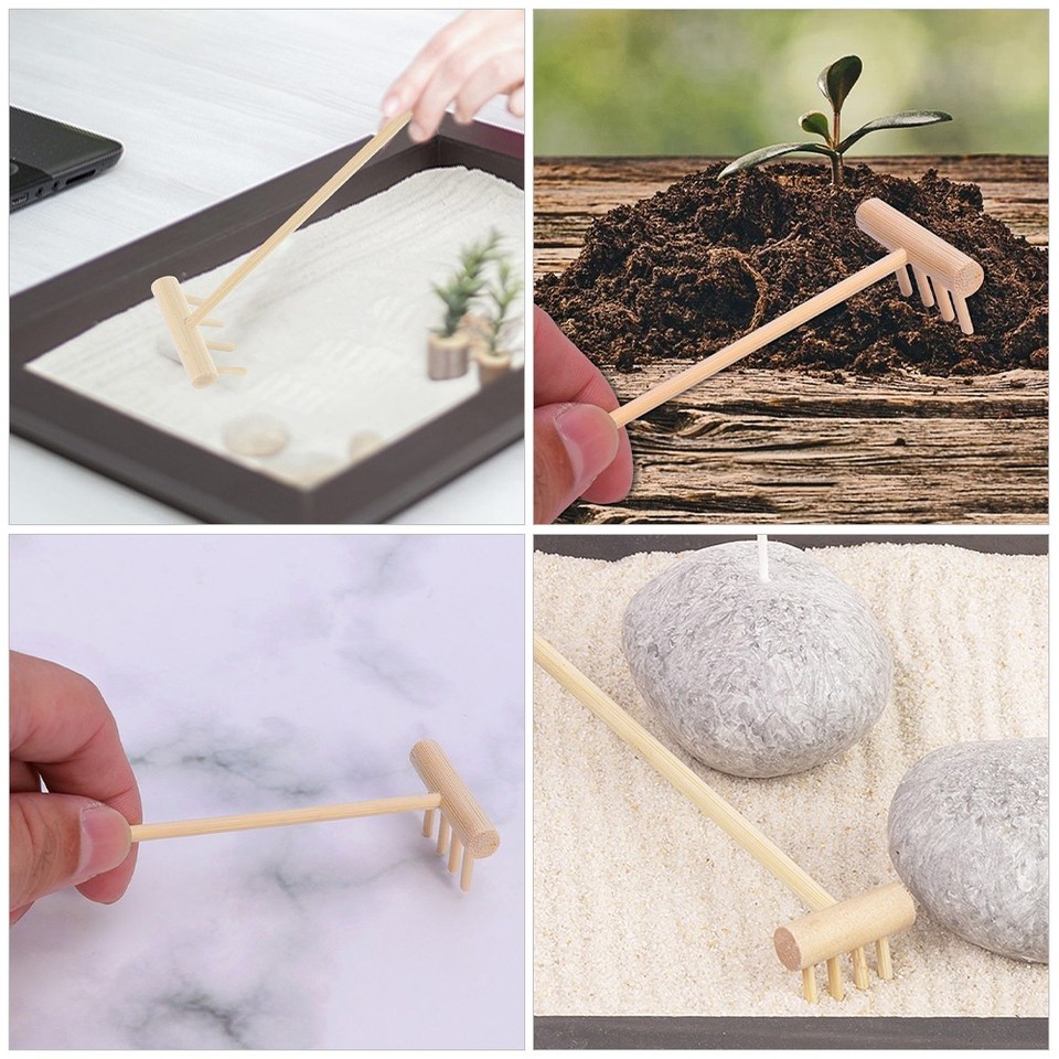 5 Pcs Wooden Garden Sand Tray Rakes Miniature Tabletop Rakes For Desk ...