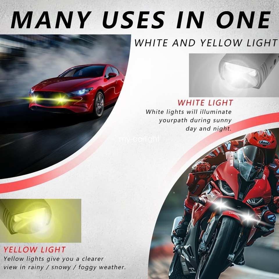 2PCS Project Lens Front Grille White or Yellow LED Lights Kit Off-road ...