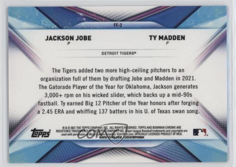 2021 Bowman Draft Franchise Futures Refractor /250 Jackson Jobe Ty ...