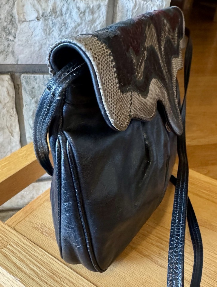 Vintage Leather Shoulder Bag Envelope Clutch Snakeskin Handbag Exotic ...