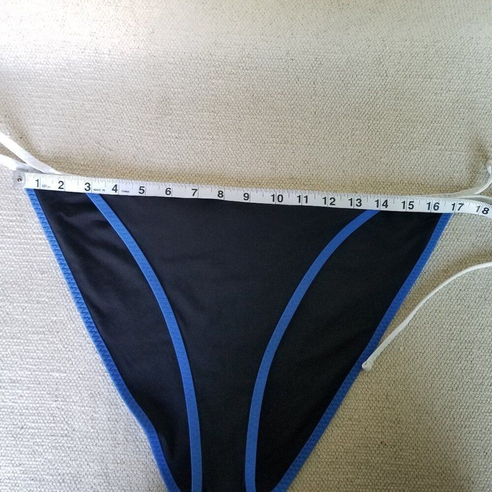 *NWOT Aerie Women's Cheeky Black Blue White String Bikini Bottom Sz XXL ...