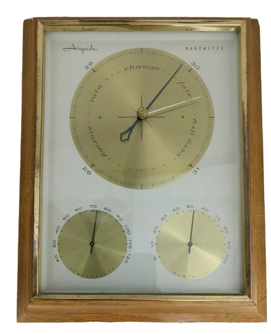 Airguide Barometer Mid-Century Teak Wood Airguide Instrument Company ...