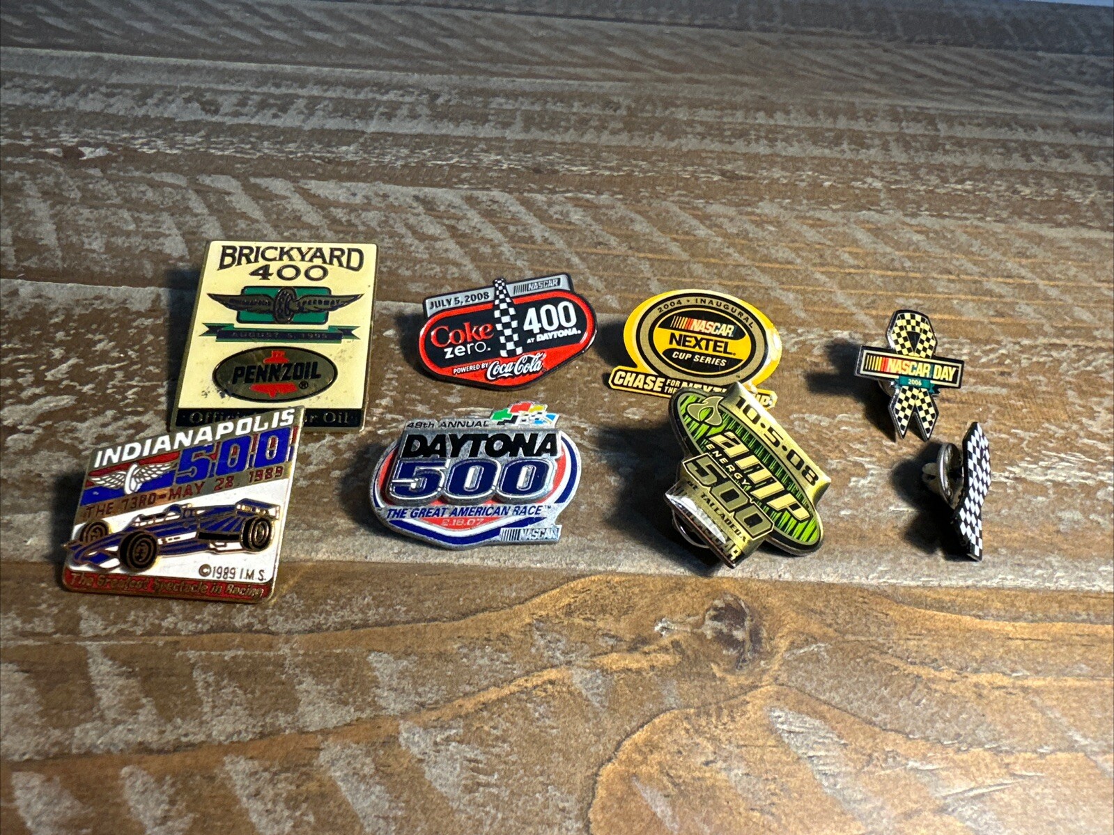 Vintage NASCAR Racing Pins Lot of 8 Hat Lapel Metal Indy Brickyard ...