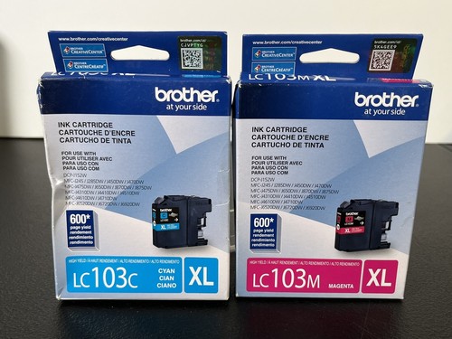 GENUINE NEW Brother LC103 XL Cyan & Magenta Color Ink Cartridges ...