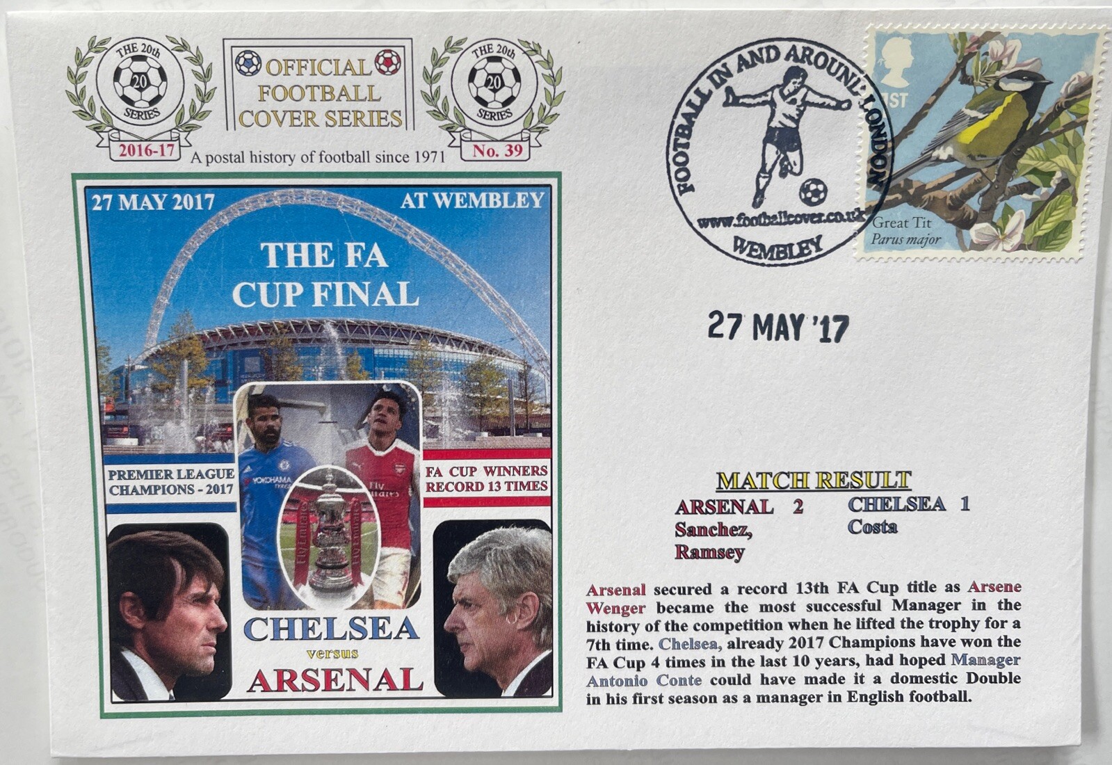 ARSENAL V CHELSEA FA CUP FINAL 27th MAY 2017 DAWN FIRST DAY COVER | eBay UK