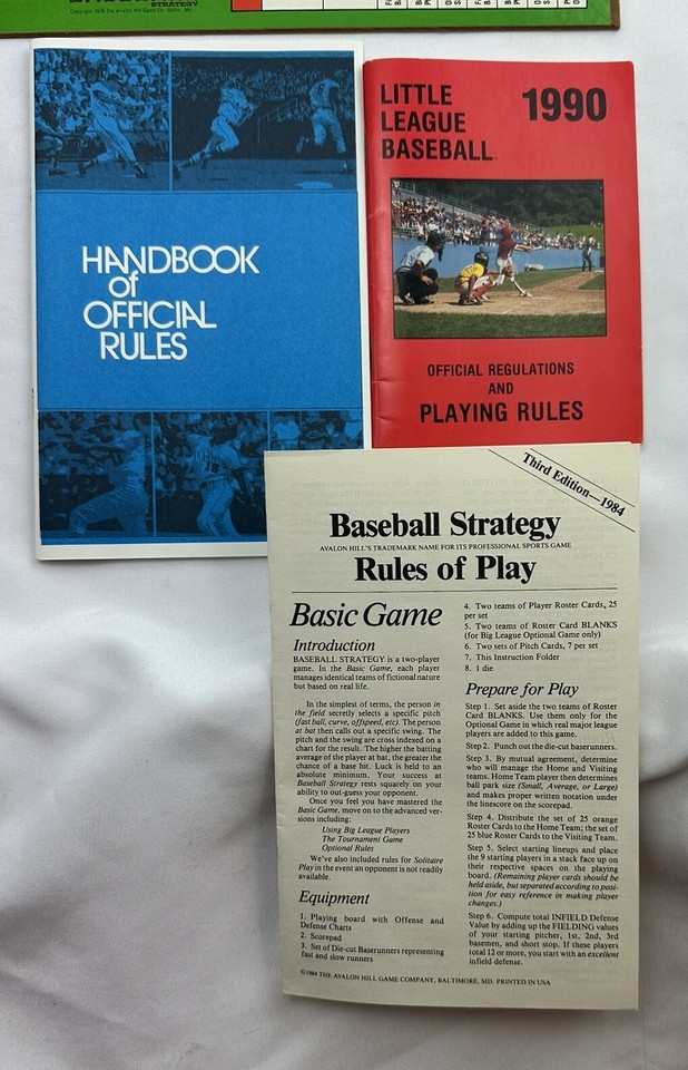1980 Baseball Strategy Game by Avalon Hill Complete Partially Unpunched ...