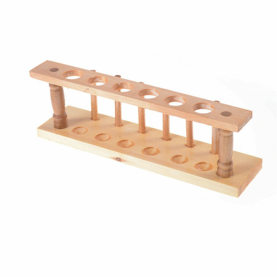 6 Holes Lab Wooden Test Tube Storage Holder Bracket Rack With Stand ...