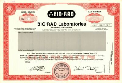 Bio-Rad Laboratories - Specimen Stocks & Bonds | eBay